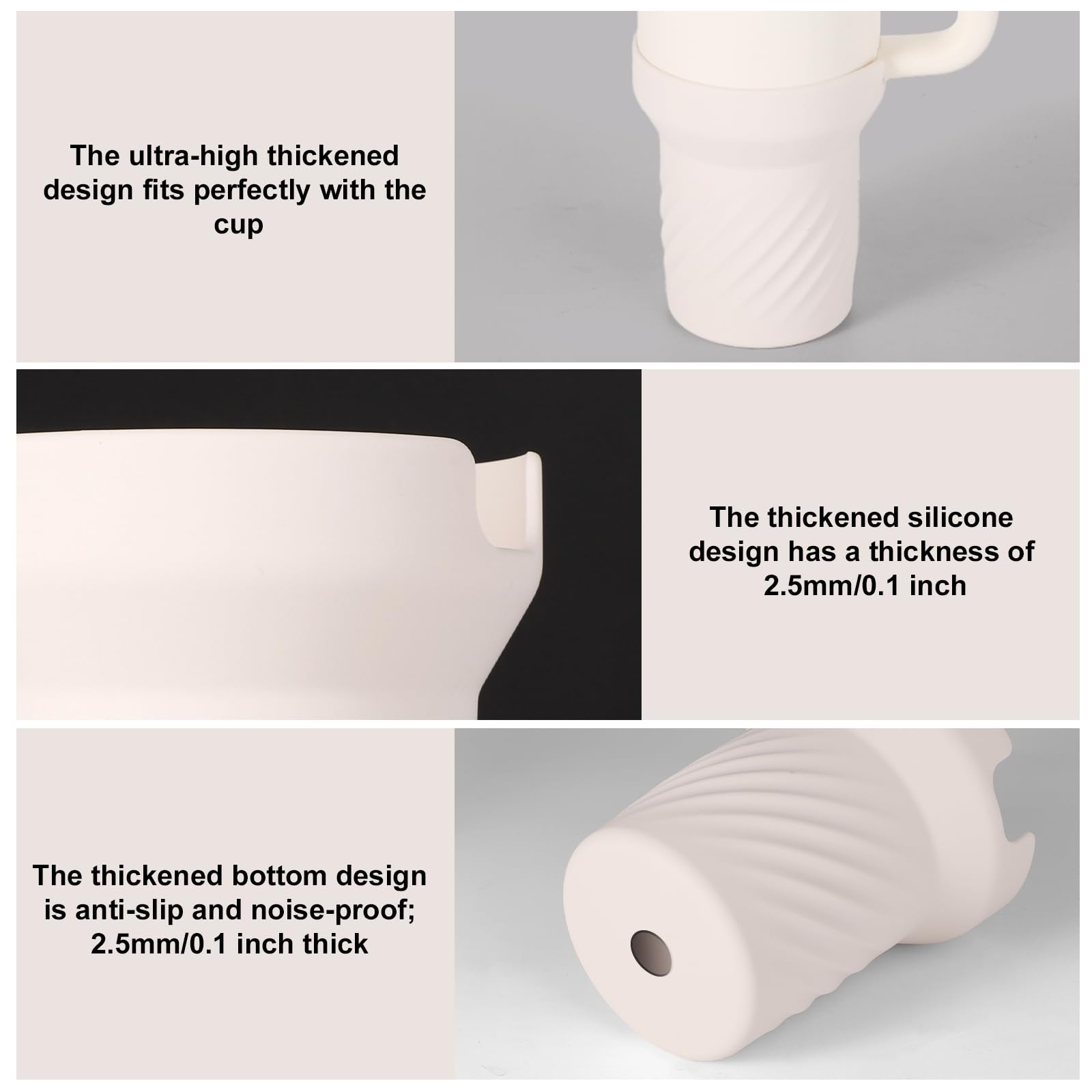 Silicone Boot Sleeve for Stanley Cup 40 oz, Silicone Cup protector Protective Water Bottle Bottom Bumper Cover for Stanley Tumbler (Beige)
