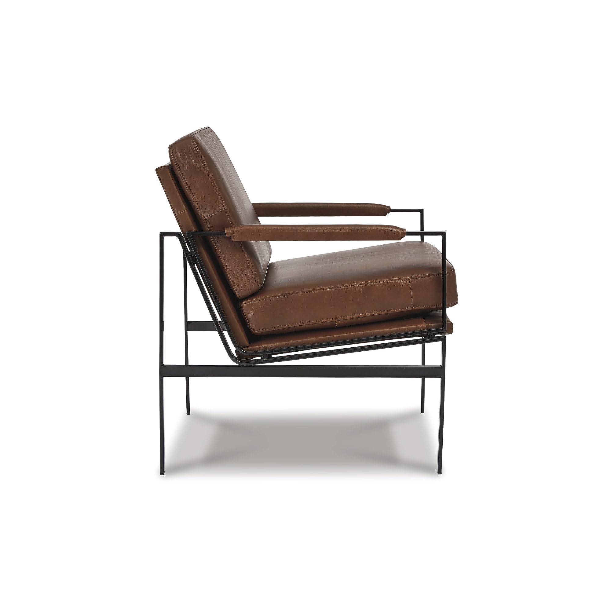 Signature Design by Ashley Puckman Mid-Century Modern Leather Accent Chair, Brown