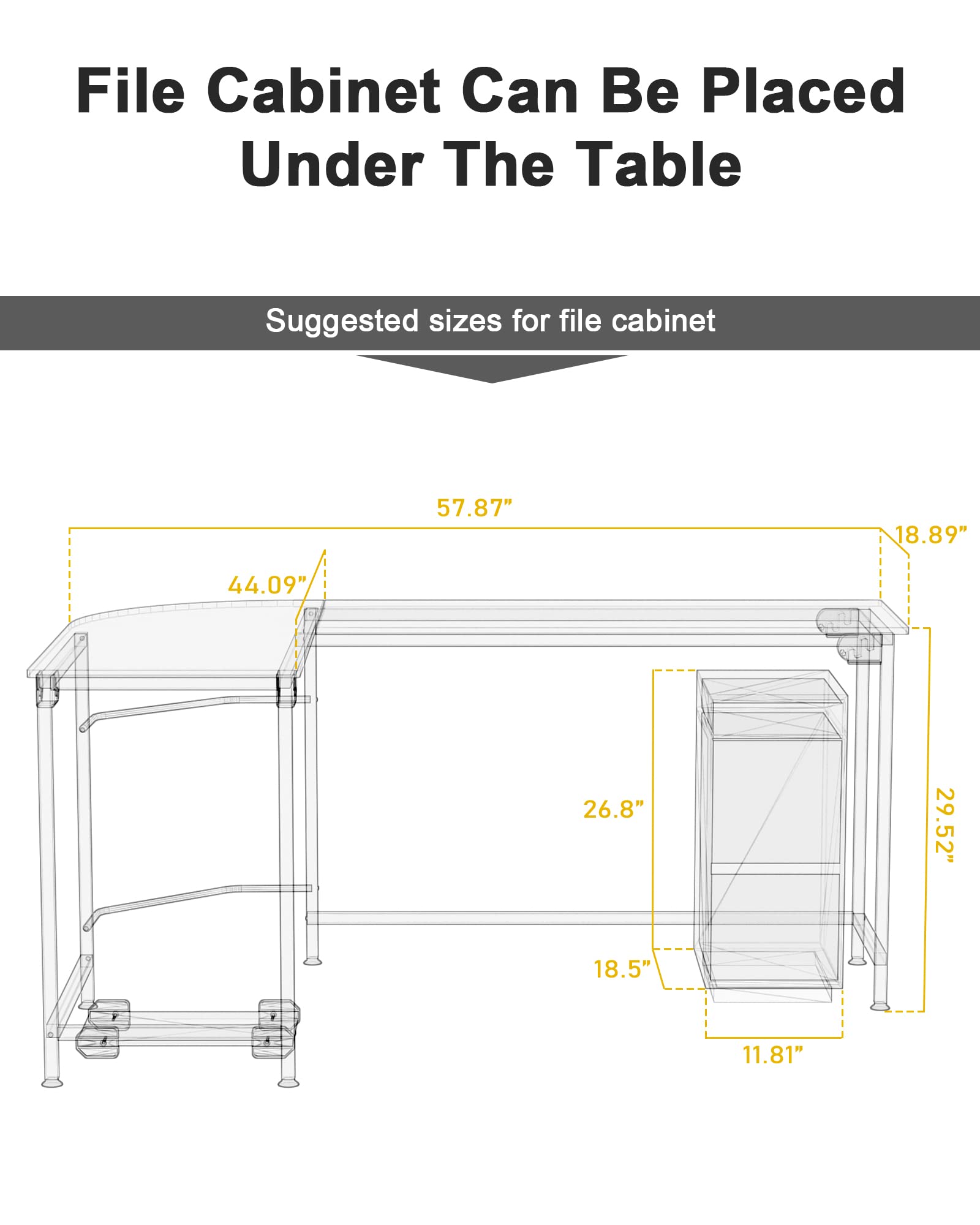 Teraves Modern L-Shaped Desk 58'' Corner Computer Desk Home Office Study Workstation Wood & Steel PC Laptop Gaming Table