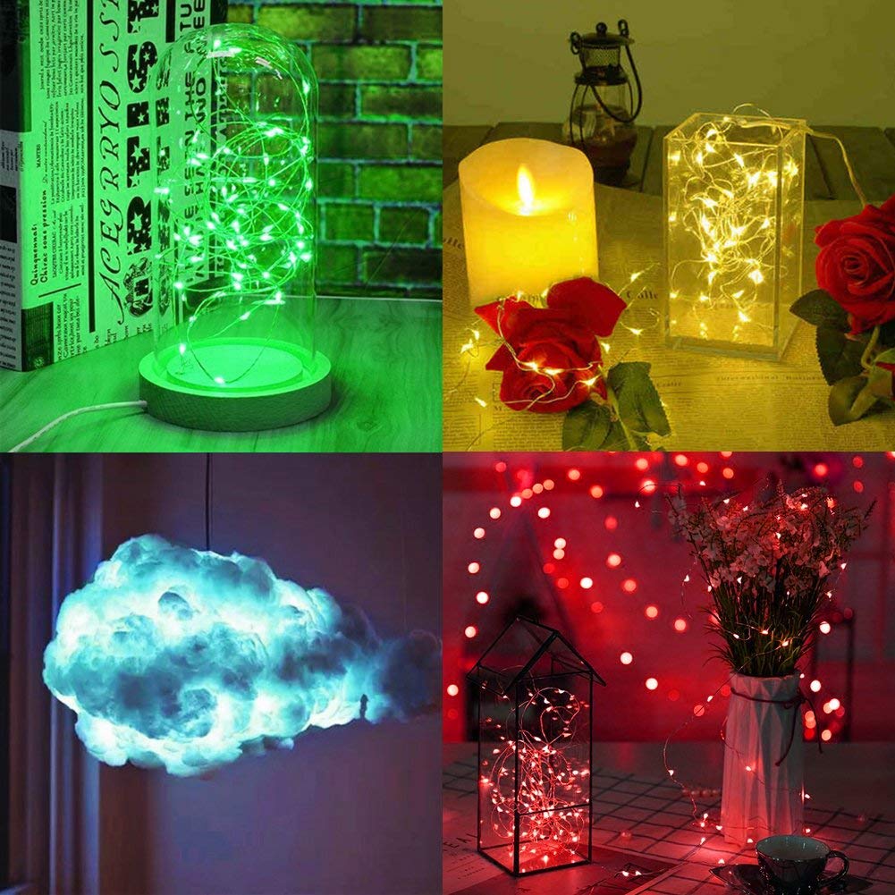 VOOKRY 8 Pack 30 LED Fairy Lights Battery Operated-10ft Mini Copper Wire String Lights Firefly Starry Moon Lights for DIY Crafts Wedding Party Table Centerpieces Bedroom Costume Christmas(Multicolor)