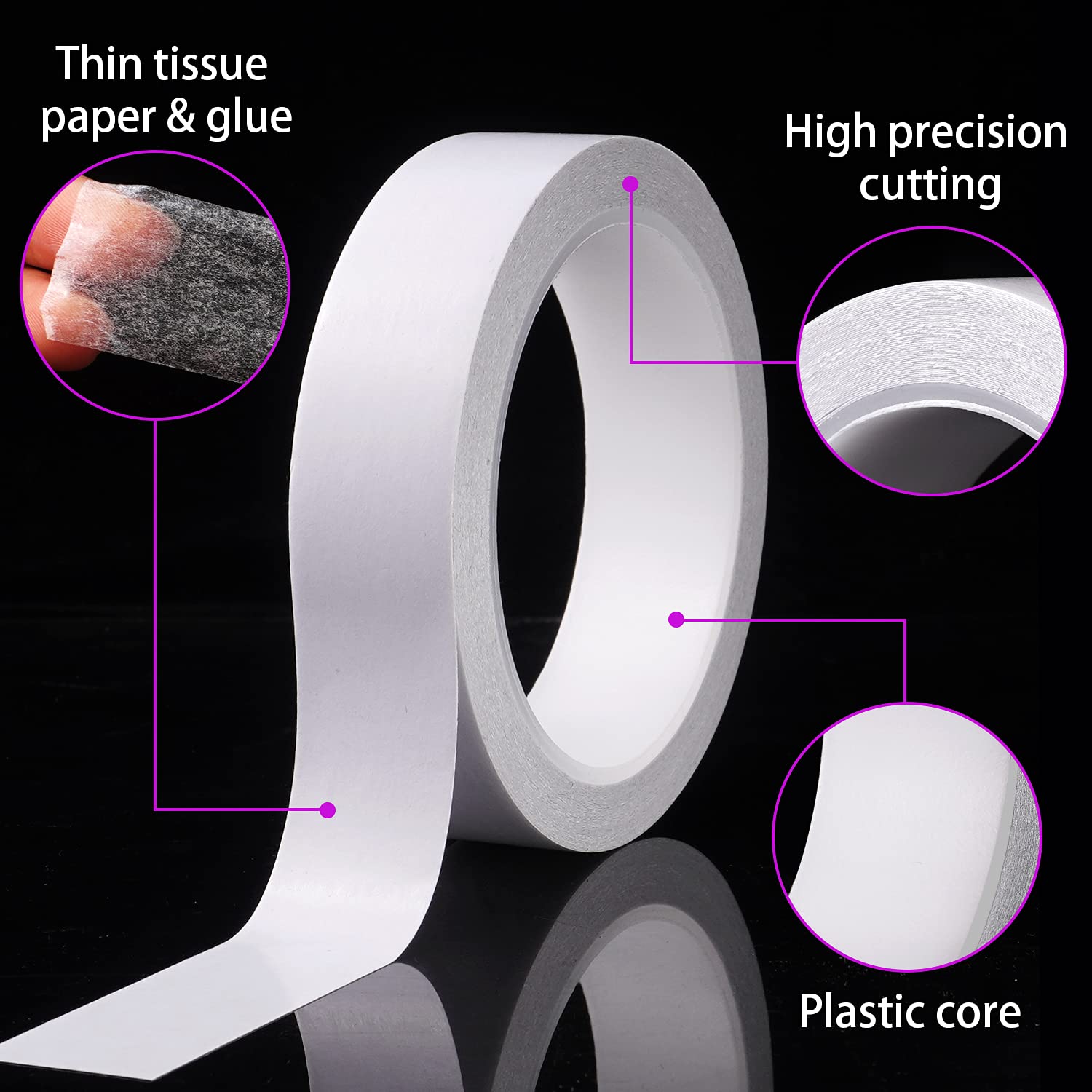 WeLiu Double-Sided Tape for Arts, Crafts, Photography, Scrapbooking, 8 Rolls Tear-by-Hand, Paper Backing(Width: 6mm/ 9mm/ 12mm/ 15mm/20mm/25mm)