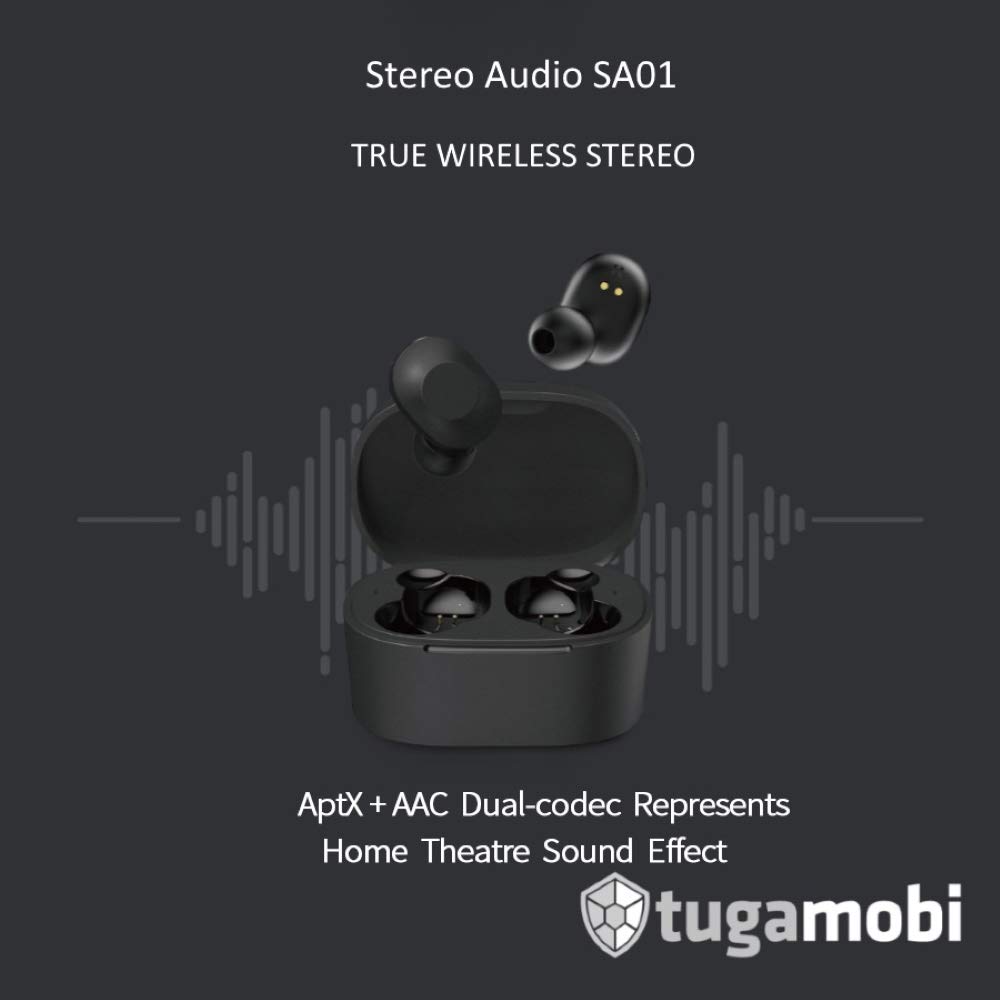 tugamobi SA01 Bluetooth 5.0 True Wireless Stereo Earbuds with 130 Hours of Standby Time Water-Resistant Easy Pairing High Talk Quality Music Playback Light Weight Portable
