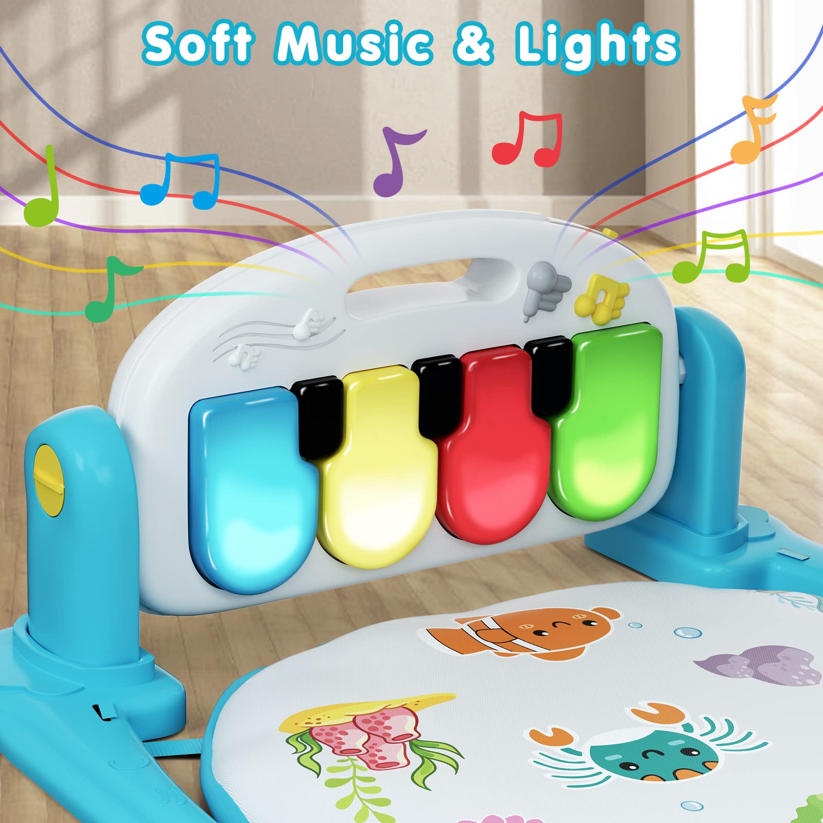 UNIH Baby Gym Play Mats Play Piano Gym Activity Center for Infants