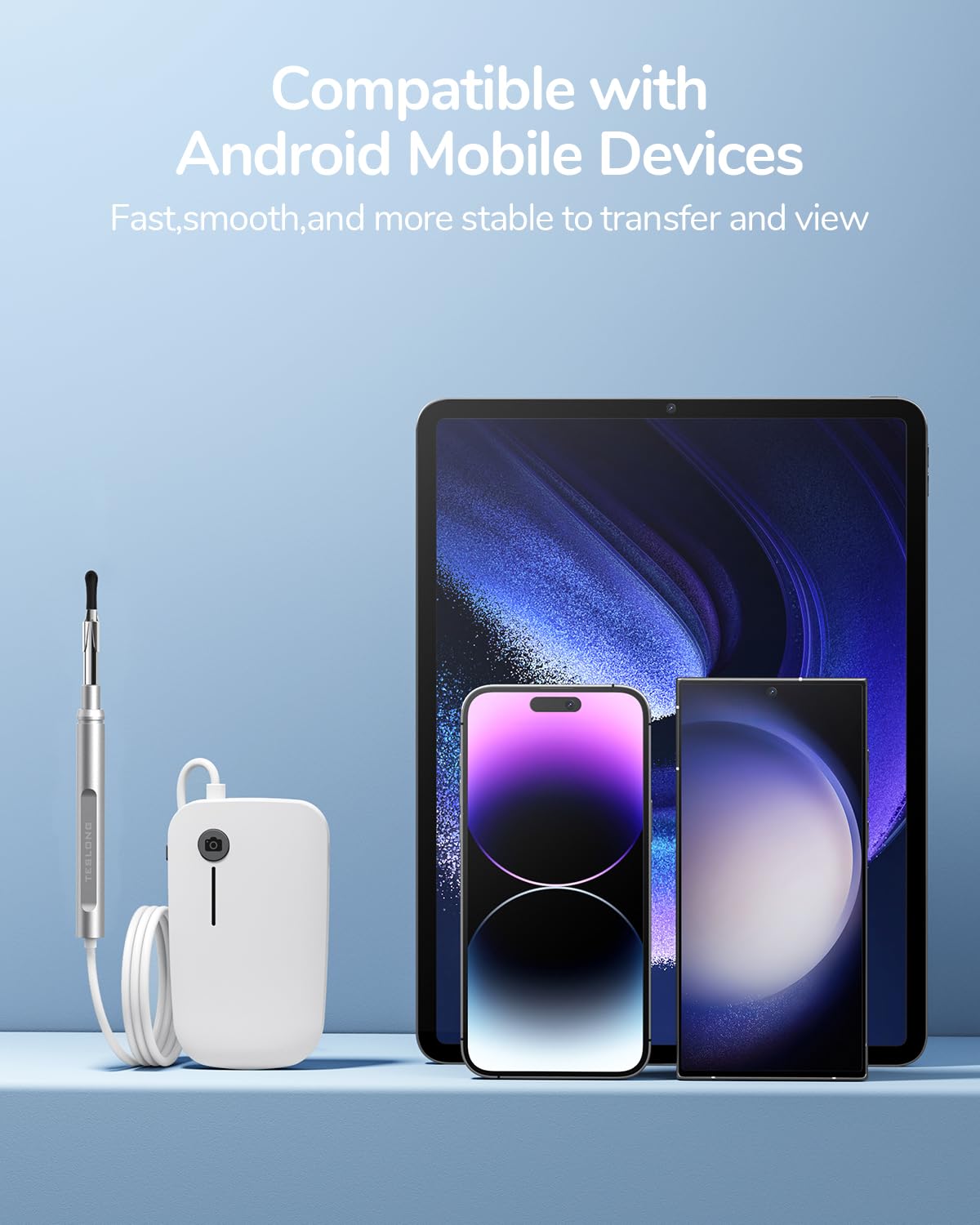 Teslong Otoscope, Video Otoscope with Light, Digital Otoscope with Ear Wax Removal Tools, Ear Camera for Android Phone, USB, with Ear Picks