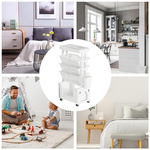 Storage Rolling Cart, 5 Tiers Moving Cart, Foldable Utility Cart, Multifunctional Rolling Drawer Cart, Removable Rolling Storage Trolley with Wheels, Mobile Storage Organizer, Storage Cart for Books