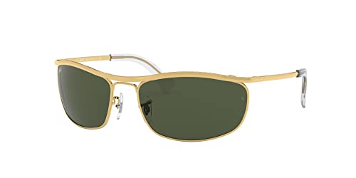 Ray-Ban RB3119 Olympian Rectangular Sunglasses, Gold/G-15 Green, 62 mm