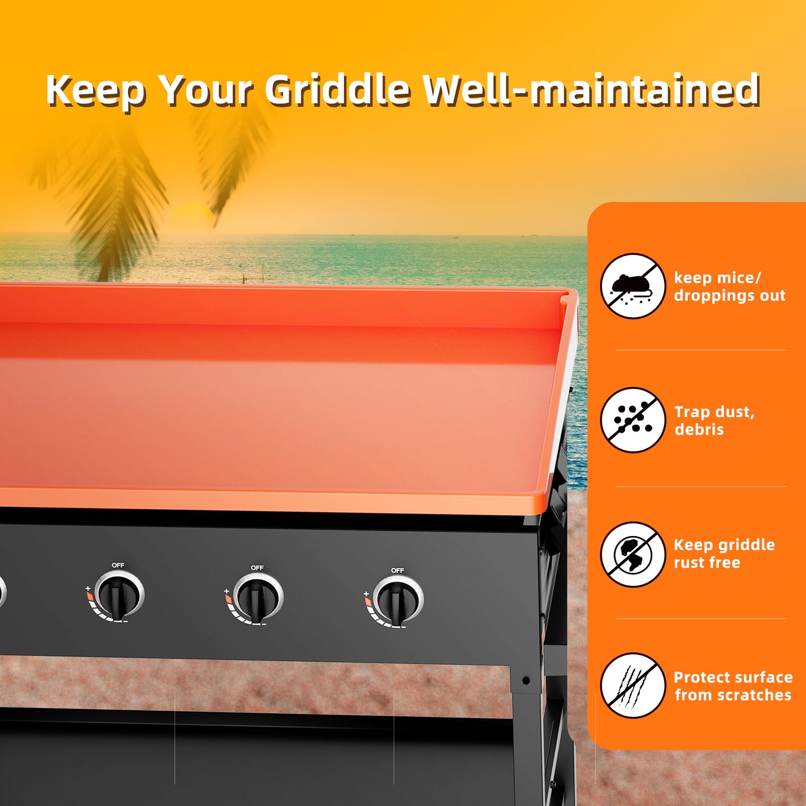 Silicone Griddle Mat for Blackstone 36 inch Tabletop Griddle, Upgraded Full Edge Coverage Griddle Cover, 100% Food Grade Silicone Griddle Cover, Outdoor Griddle Accessories for Blackstone