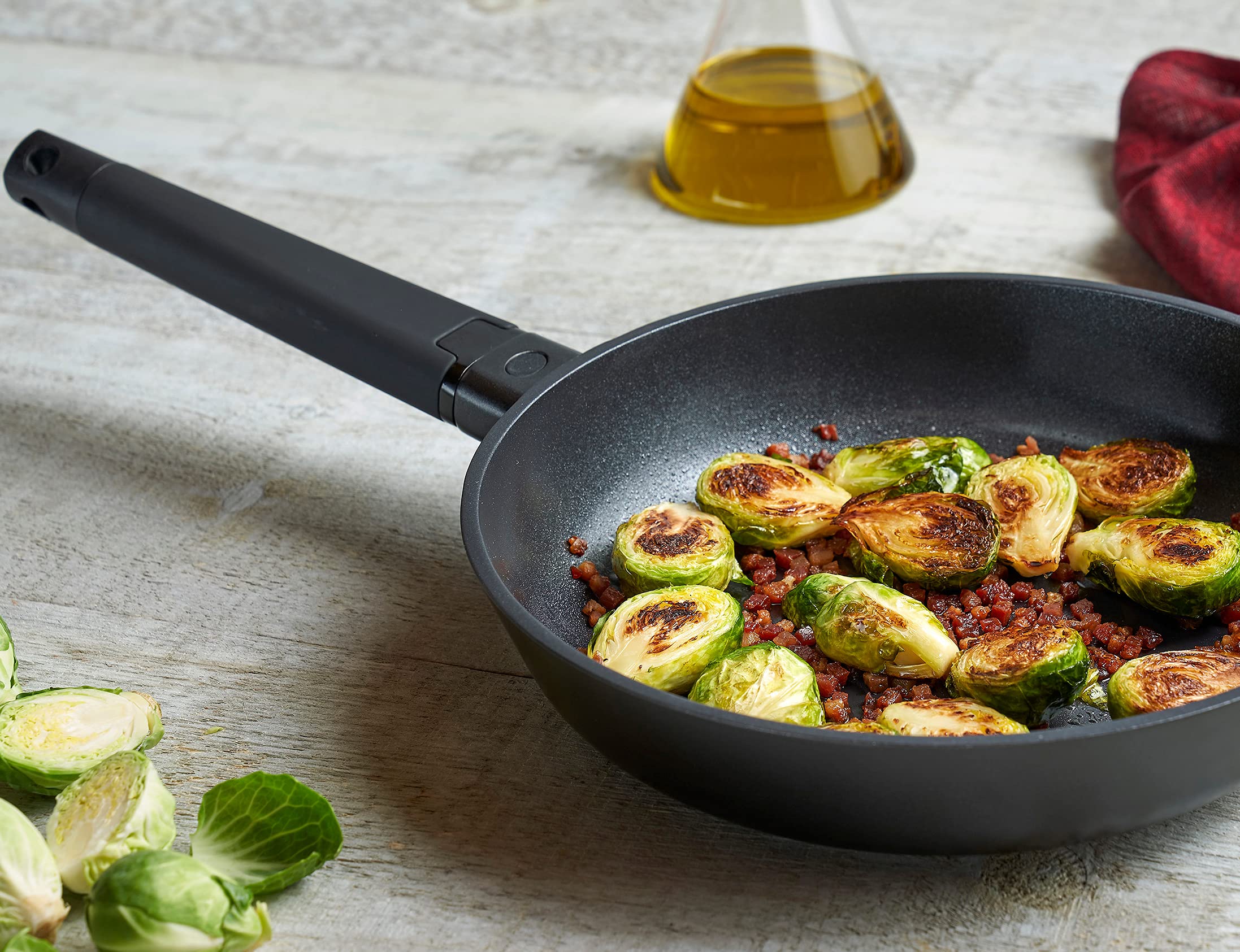 ZAVOR Noir 10 & 12 Inch Skillet Set - Premium Cast Aluminum with Titanium-based Nonstick Ceramic Coating & Removable Handles - Ultra Lightweight - Oven & Induction Ready | Noir Collection