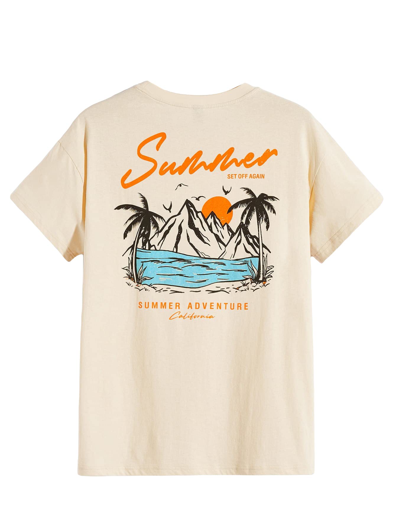 SOLY HUX Men's Graphic T Shirts Short Sleeve Tees Letter Print Summer Casual Tee Top Khaki L