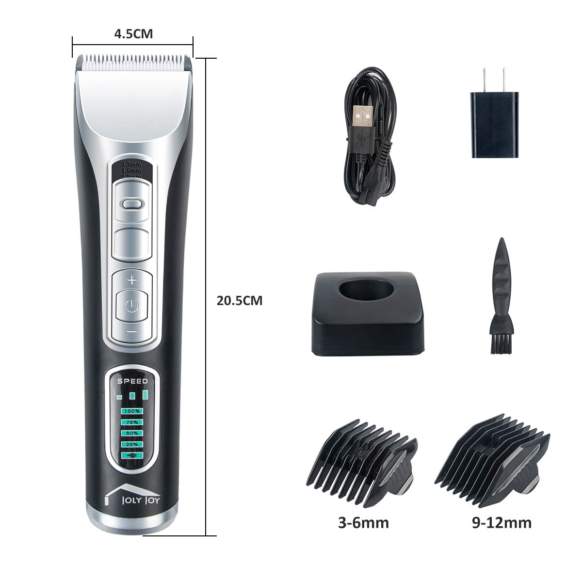 Wellwerks Cordless Hair Trimmer, Hair Clippers Beard Trimmer Gift for a Men Quiet LED DisplayHaircut Kit Cordless USB Rechargeable Waterproof