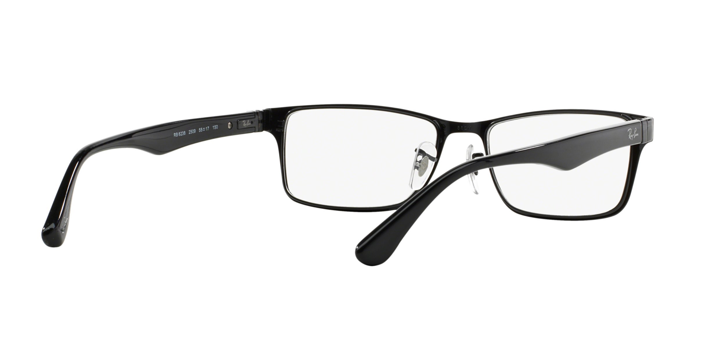 Ray-Ban RX6238 Square Prescription Eyeglass Frames, Black/Demo Lens, 55 mm