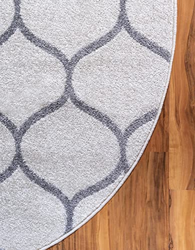 Unique Loom Trellis Frieze Collection Area Rug - Rounded (4' x 6' Oval, Ivory/ Gray)