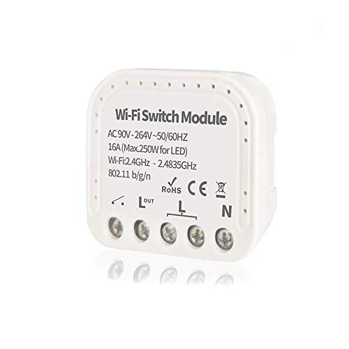 WiFi Relay Switch Self-Locking Switch Module, AC 90-264V WiFi Relay Switch Module Smart Life/Tuya APP Remote Control Switch Relay Module, Compatible with Alexa Echo Google Home