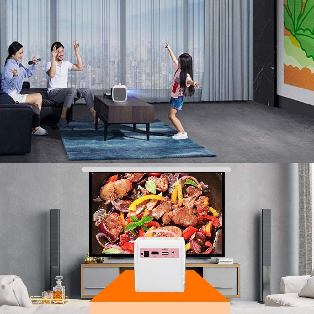 Wendry Projector,Mini LED Projector,Children Education Projector,Portable HD LED HDMI Projector,Home Theater Children's Gift,for Courtyard, Travel,Camping, etc.(Pink US)