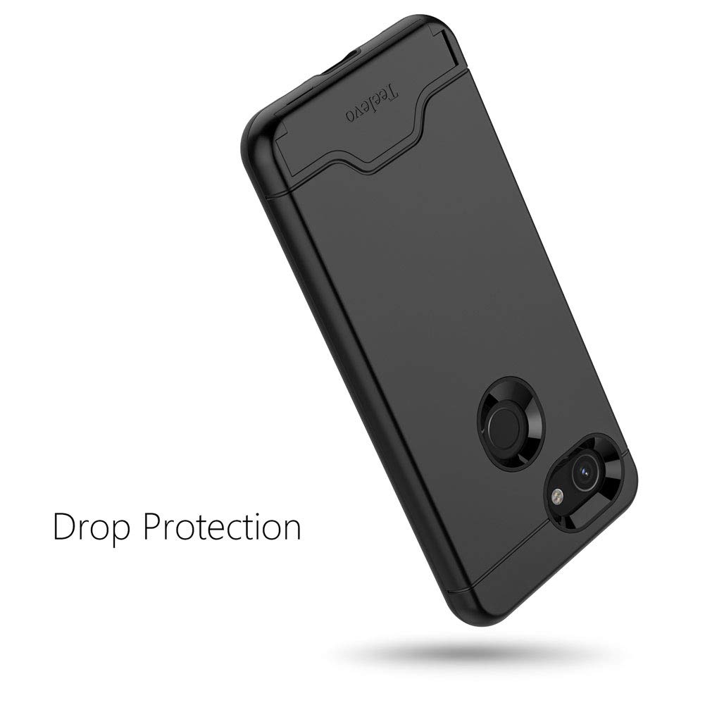 Teelevo Wallet Case for Google Pixel 3a, Dual-Layer Case with Hidden Card Storage and Integrated Kickstand for Google Pixel 3a, Rose Gold