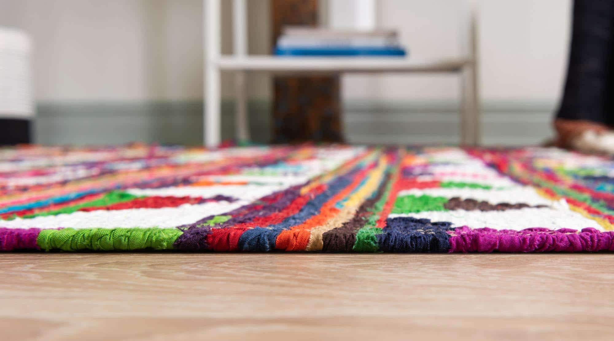 Unique Loom Chindi Trellis Collection Modern, Geometric, Bright Colors, Southwestern Area Rug (9' 0 x 12' 0 Rectangular, Multi/Ivory)