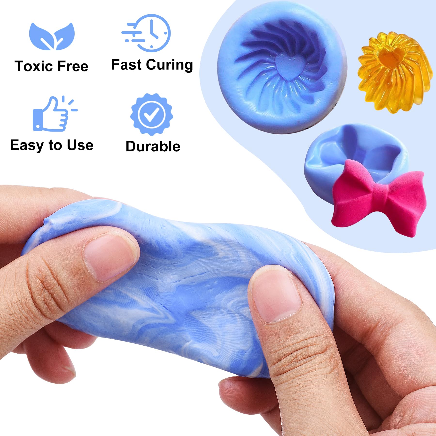 Silicone Putty - 7/8 LB Flexible Silicone Mold Making Kit for Reusable Silicone Molds Making - Easy 1:1 Mixing Ratio Fast Cured Molding Putty for Casting, Resin Molds, Soap Molds, Candle Molds