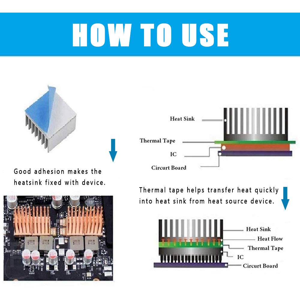 Thermal Adhesive Tape, Double Side Thermal Conductive Tape for Heatsink, LED, IGBT, IC Chip, Computer CPU, GPU, Modules, Electrically Insulated(10mm x 25M x 0.2mm)