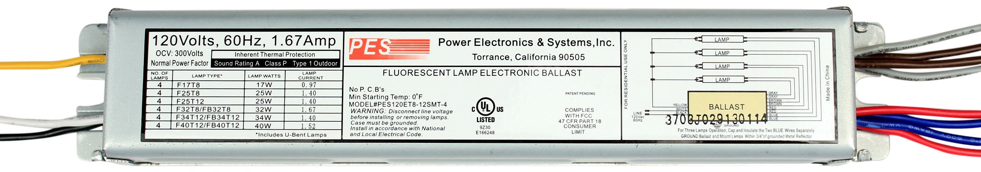 Power Electronics & Systems PES120ET8-12SMT-4 Fluorescent Electronic Ballast, Gray