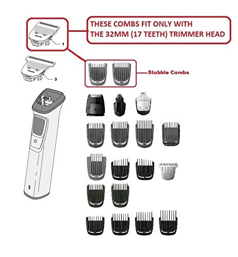 Stubble Clipper Combs Sizes 1mm + 2mm Compatible With Philips Beard Trimmer Shaver