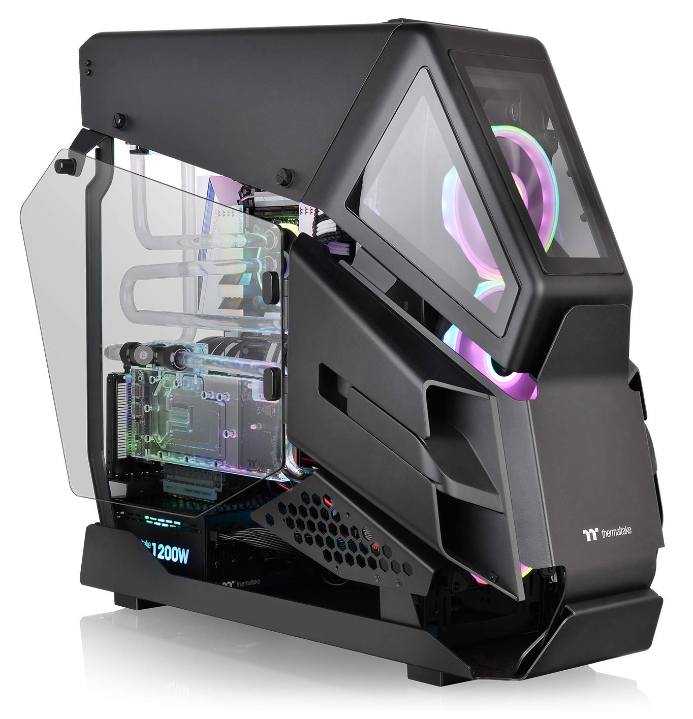 Thermaltake AH T600 Helicopter Styled Open Frame Tempered Glass Swing Door E-ATX Full Tower Case CA-1Q4-00M1WN-00