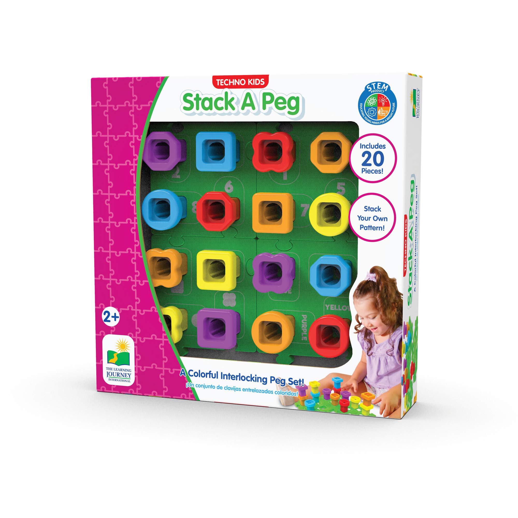 The Learning Journey Techno Kids - Stack A Peg - Stacking Toy - Cognitive Toys for Toddlers Ages 2 Years and Up - Award Winning Toys