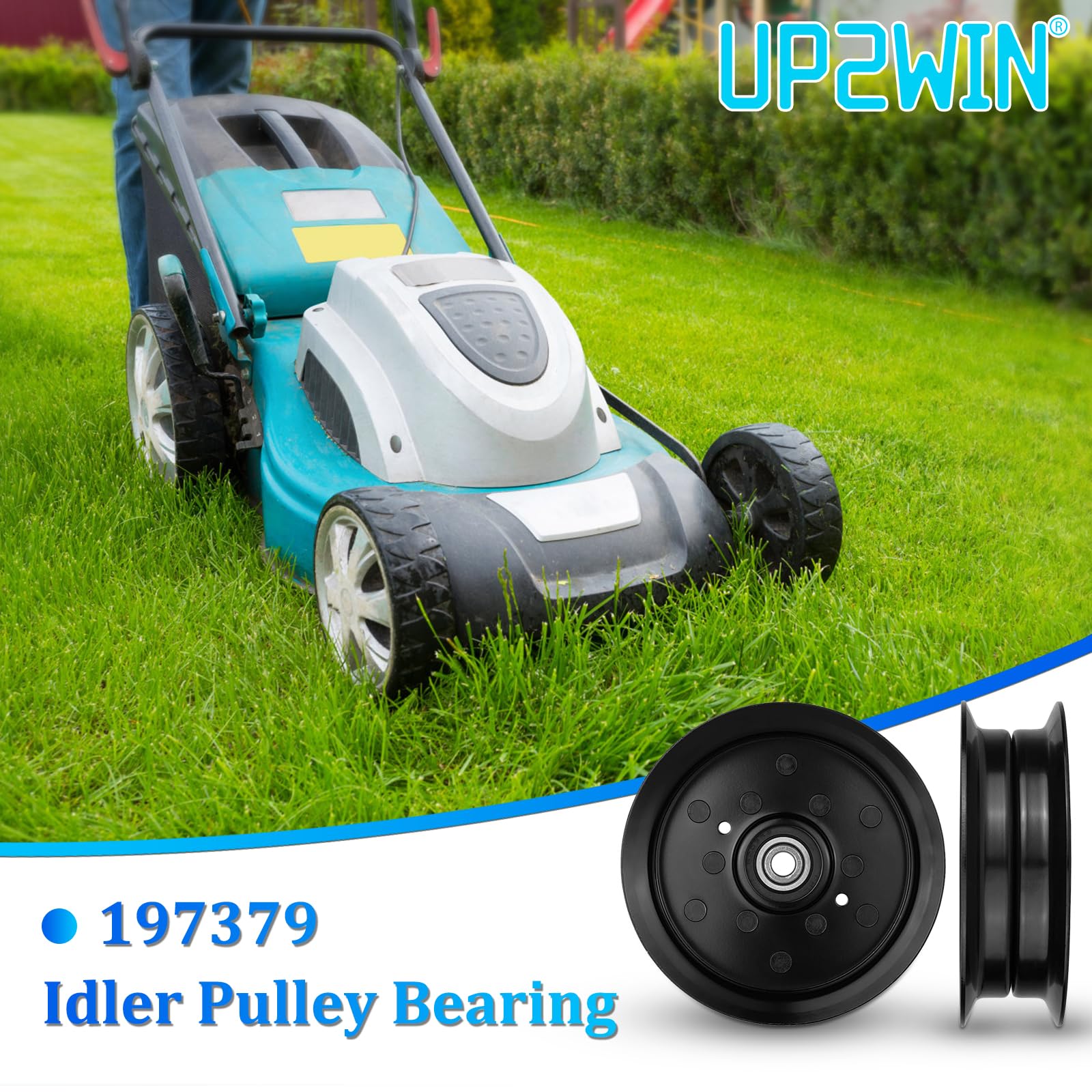 UP2WIN Flat Idler Pulley Compatible with Craftsman Husq Ariens Sears Poulan Riding Lawn Mower Tractor with 42" 46" 48" 54β Deck, Replace 197379, 196106