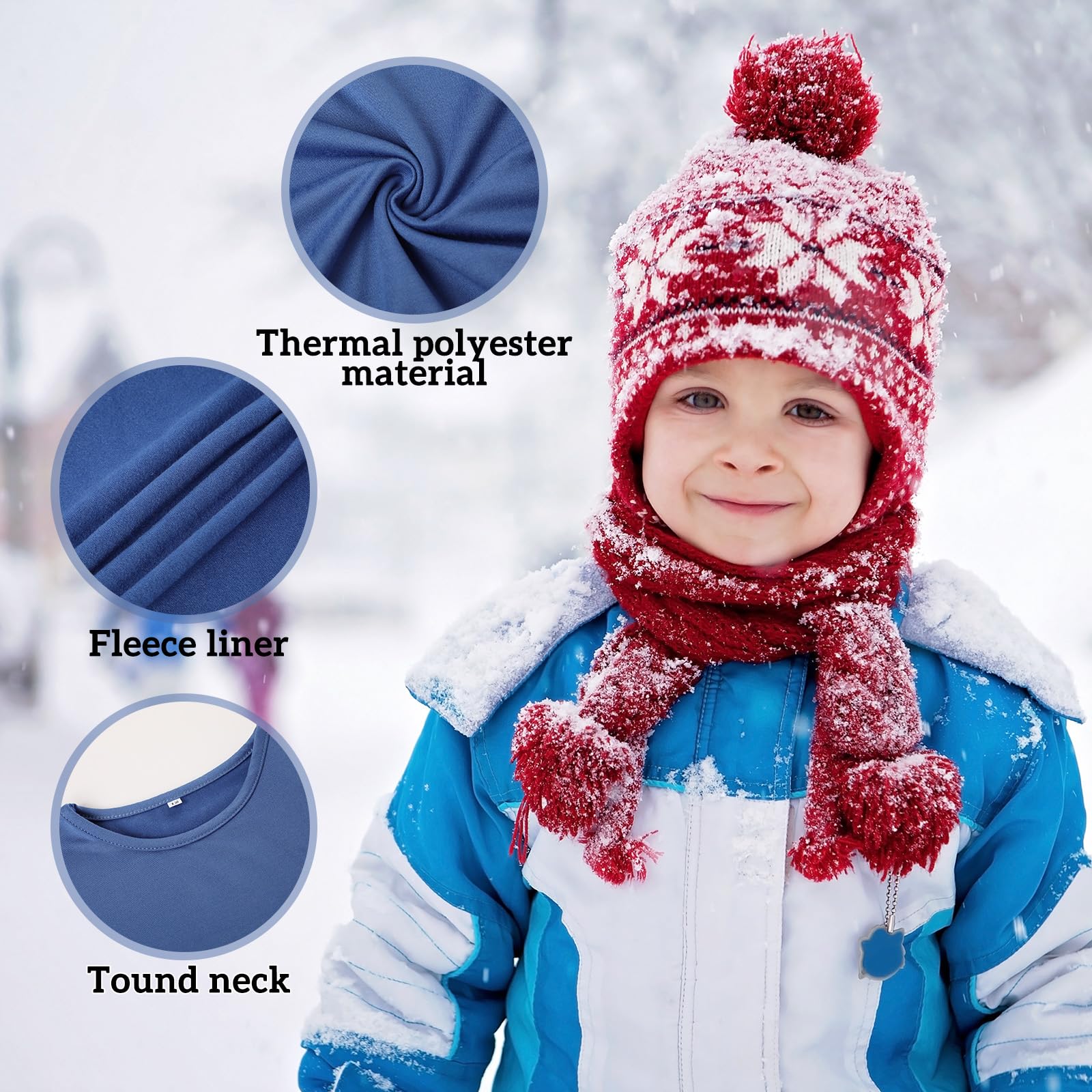 Silkfly 3 Set Kid Thermal Underwear Set Soft Fleece Lined Boys and Girls Long Winter Johns Base Layer Thermal Top and Bottom (Brown, Dark Blue, Yellow,3t)