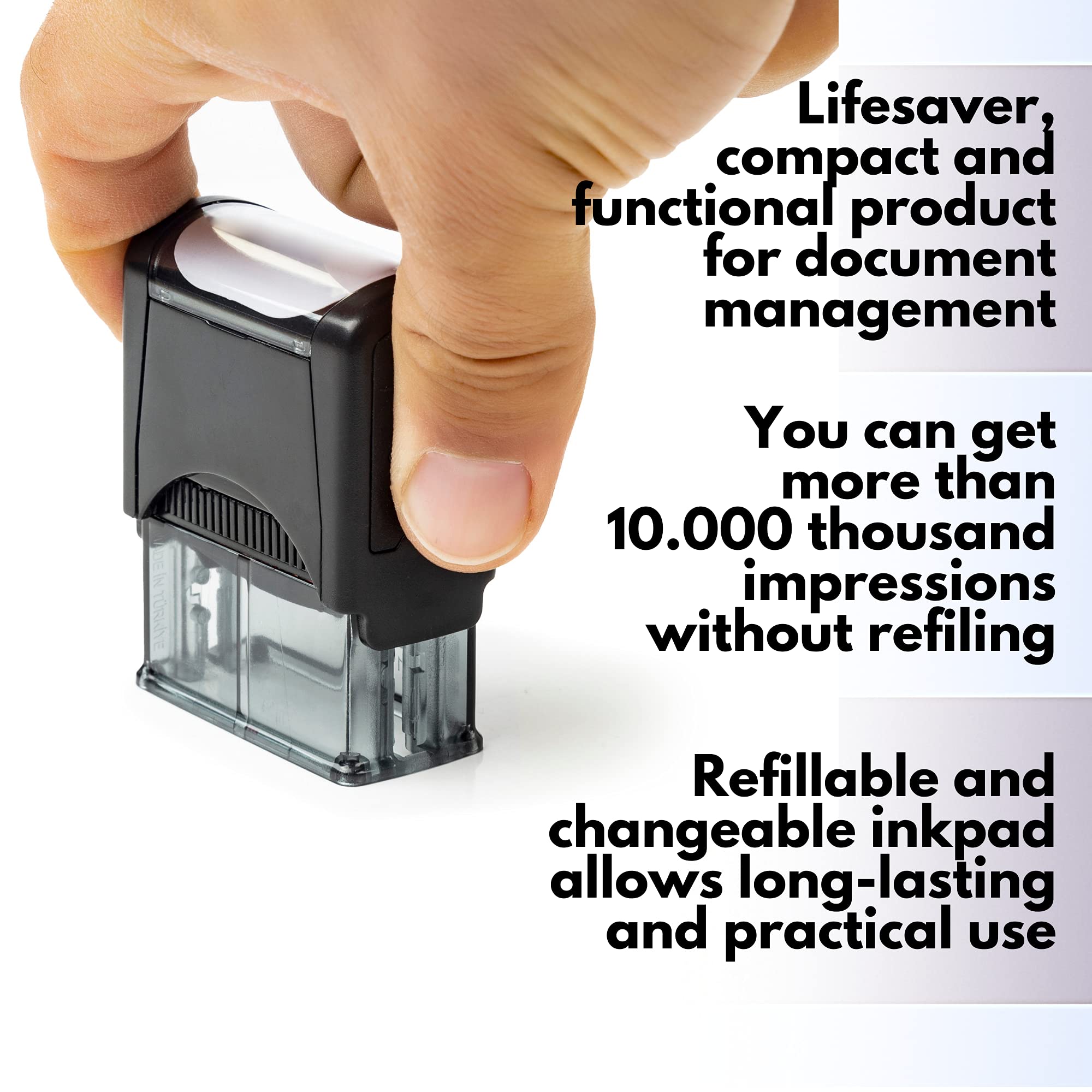 Self Inking Rubber Stamp, Refillable Red Ink Preinstalled - (9/16" x 1-1/2") (Confidential)