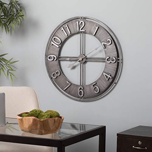 Studio Designs Home - REDEFINING MODERNDESIGN Industrial Loft 30 Inches Metal Wall Clock, 30" (Brushed Steel) (73003)