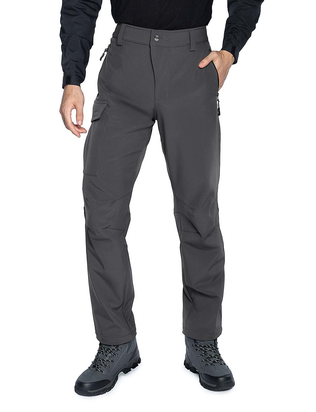 Wespornow Men's-Fleece-Lined-Hiking-Pants Water-Resistance-Snow-Ski-Pants Softshell Snowboarding Pants for Winter, Skiing, Outdoor (Grey, X-Large)