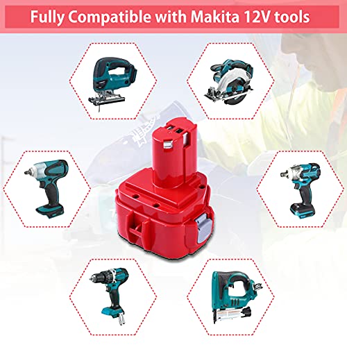 Upgraded 3600mAh 12V Battery PA12 Replacement Battery Compatible with Makita 12V Battery 1200 1220 1201 1222 1233 6213d Replacement Battery Compatible with Makita 12 Volt Cordless Power Tools