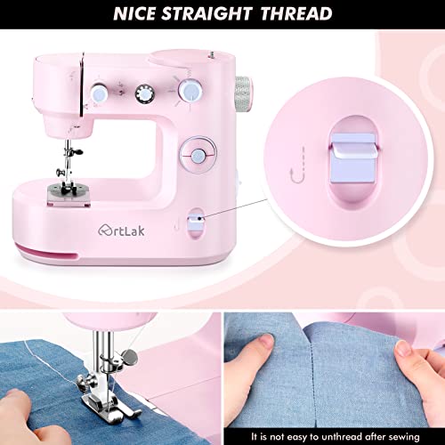 Sewing Machines for Beginner, ArtLak Portable Sewing Machine Mini with 16 Built-in Stitches and Reverse Sewing, Multi-function Mending Machine Small with Accessory Kit Pedal for Valentines Day Gifts