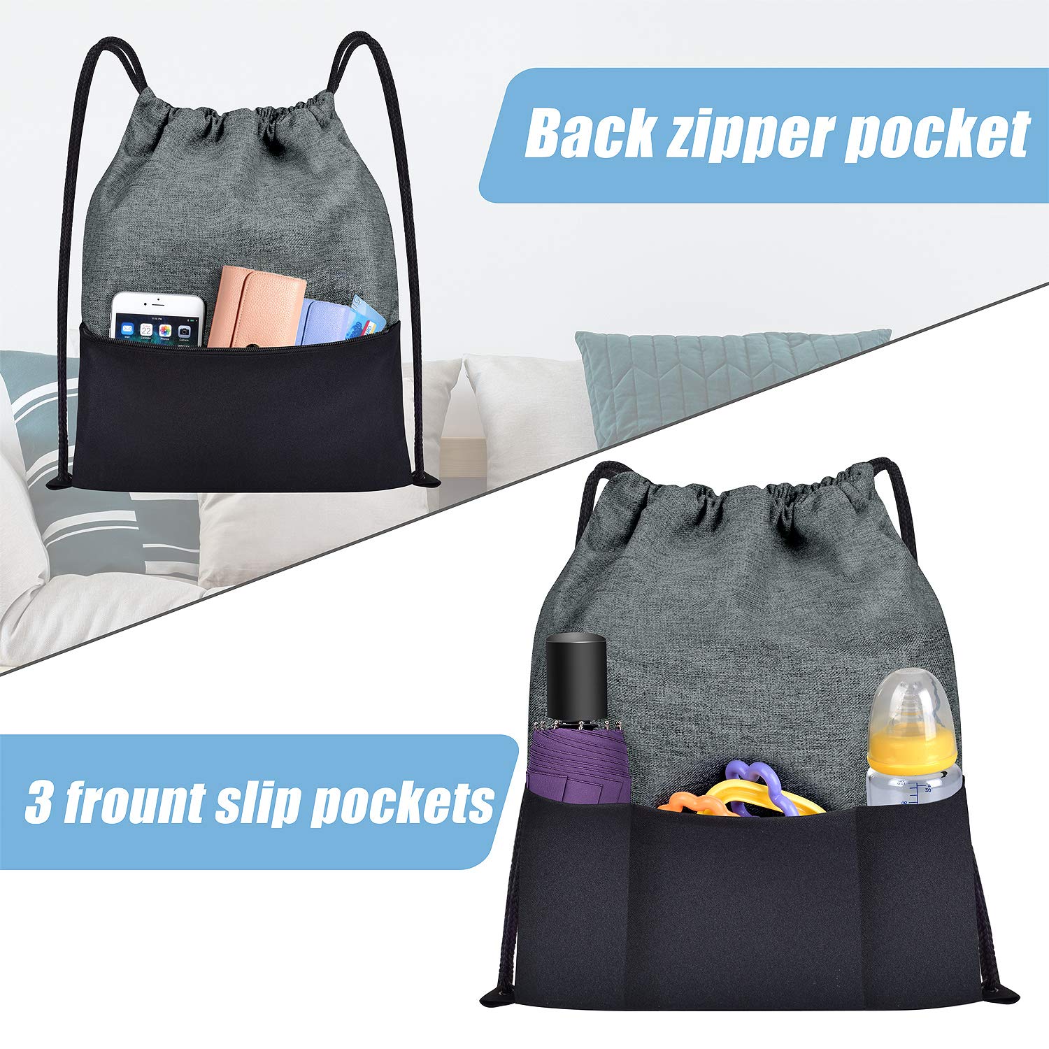 Universal Stroller Organizer Large Capacity Portable Baby Stroller Storage Bag 2way To Use Fit All The Baby Strollers Gift for Newborns - D.Gray