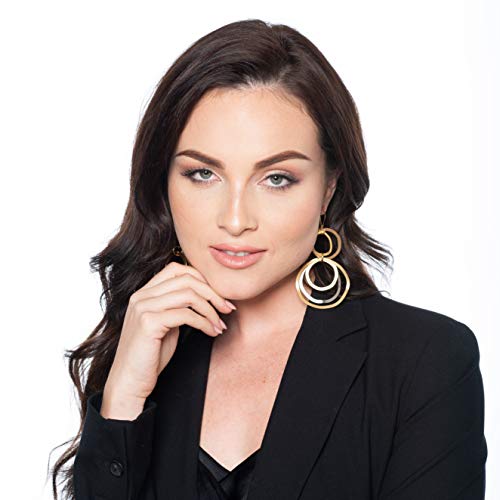 Studio L."Harper" 24K Gold Plated and Sterling Silver Multi Hoop Dangle Earrings, 3.5"