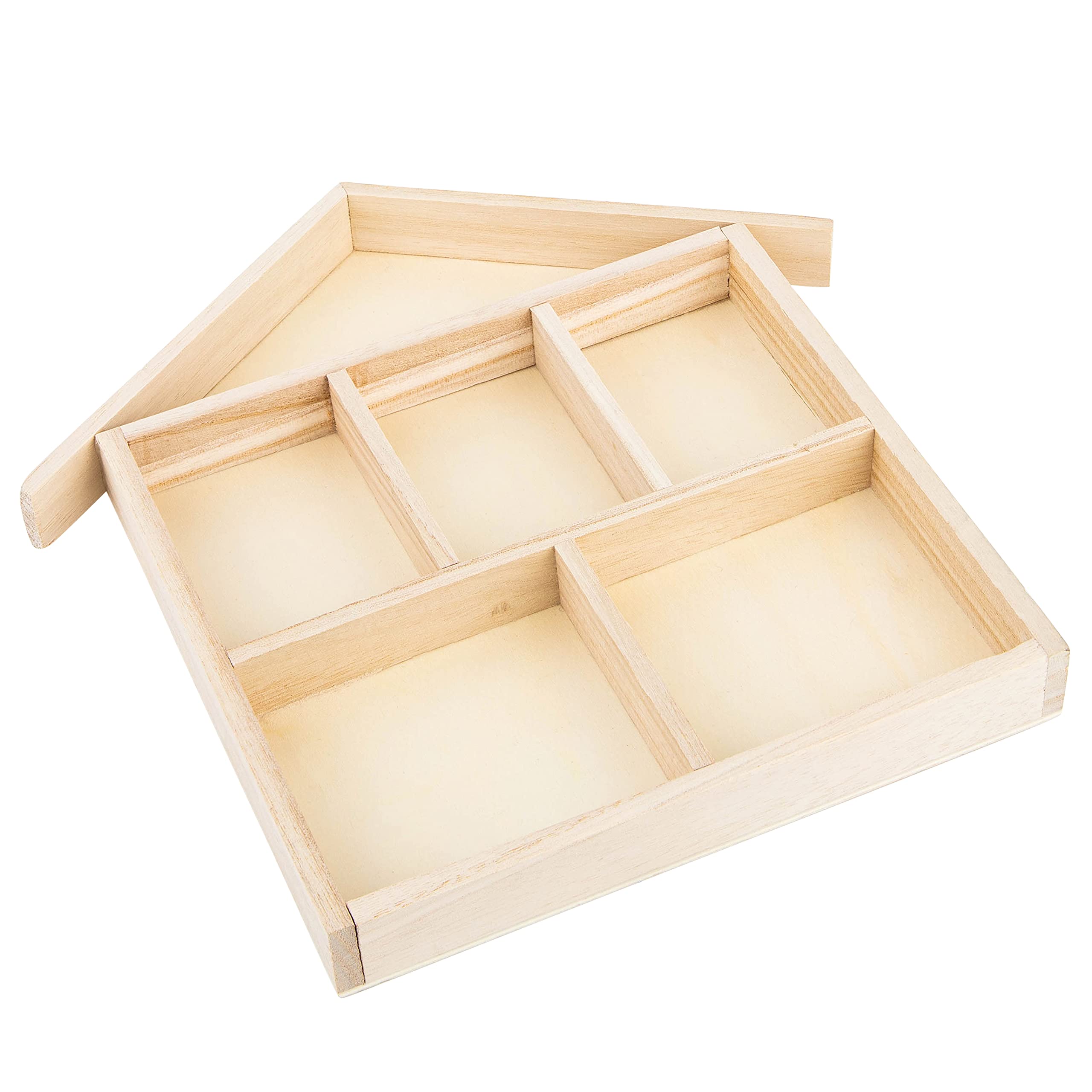 Wooden Tray with 6 Sections – 3 Pack House Tray Chip and Dip Platter – Divided Serving Tray for Appetizers & Snacks – Veggie Platter - Food Trays for Party Buffet Montessori Wooden Trays - 9"x1"