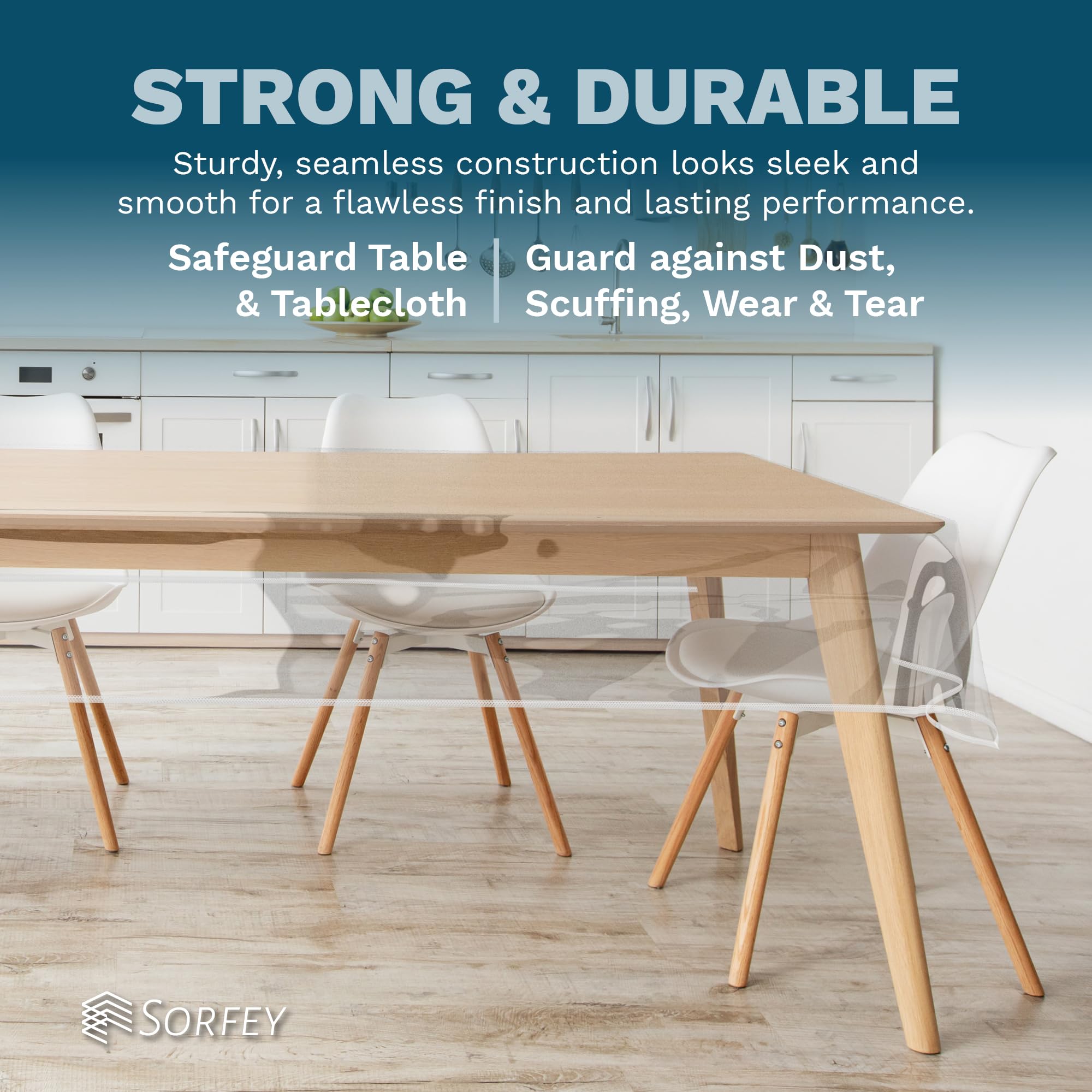 Sorfey Plastic Table cover - Clear Plastic Tablecloth Protector, with Edge, 54-Inch by 54 inch, Square, Waterproof & Oilproof