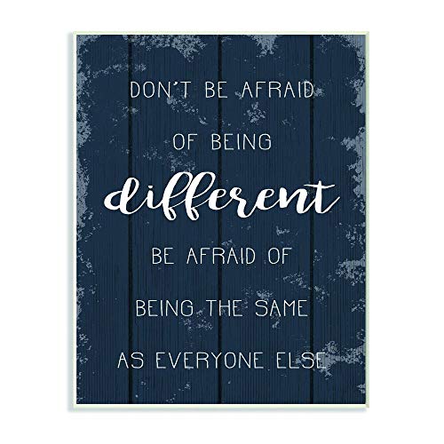 Stupell Industries Don't Be Afraid Blue Texture Inspirational Word, Design by Artist Daphne Polselli Wall Art, 10 x 15, Wood Plaque
