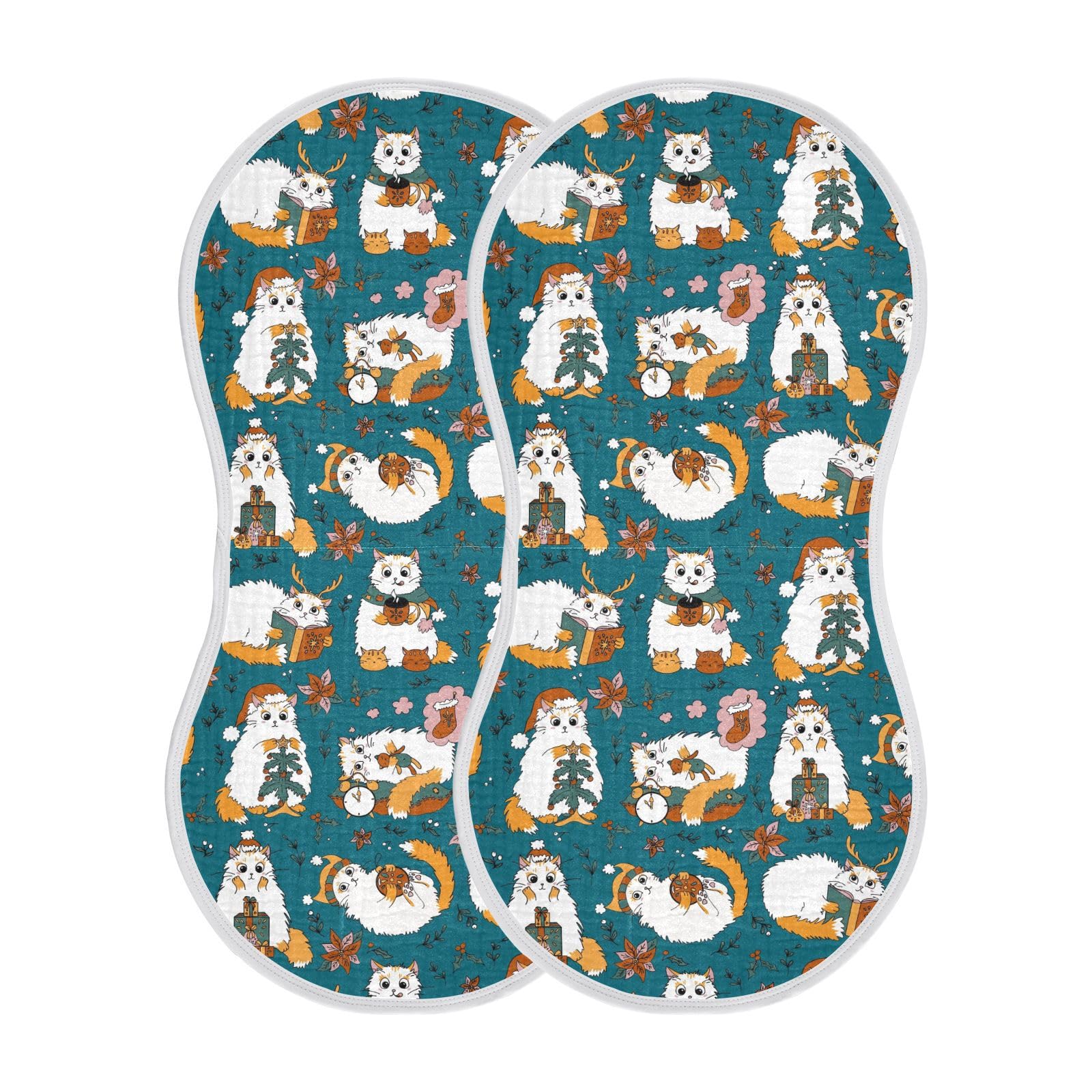 vvfelixl Muslin Burp Cloths Cats Gift Box Baby Washcloths for Baby Girl Boys 2 Pack Green