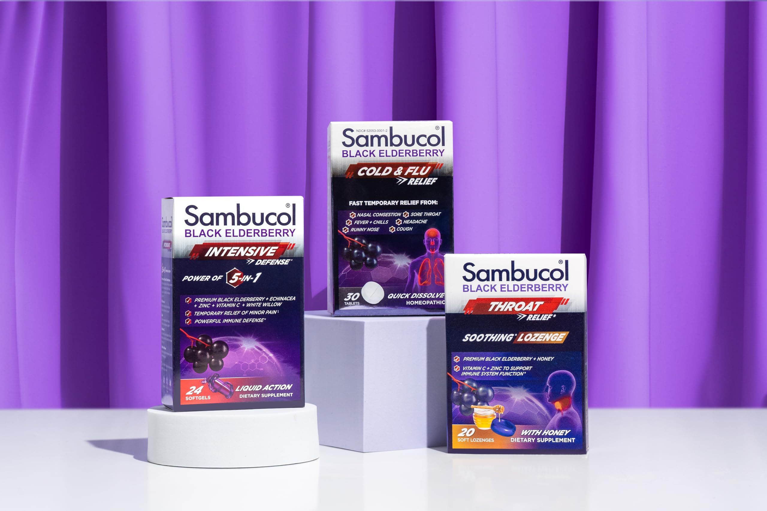 Sambucol Cold and Flu Relief Tablets - Homeopathic Cold Medicine, Cold Remedy for Adults, Black Elderberry for Colds, Zinc Cold Remedy - 30 Count