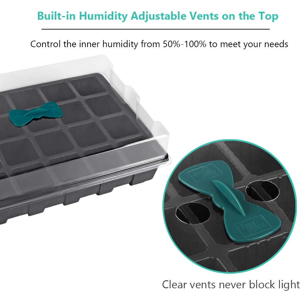 SHIYETA 240 Cells -24 Grow Trays with Humidity Dome and Cell Insert - Mini Propagator for Seed Starting and Growing Healthy Plants Durable Reusable and Recyclable 10 Pack