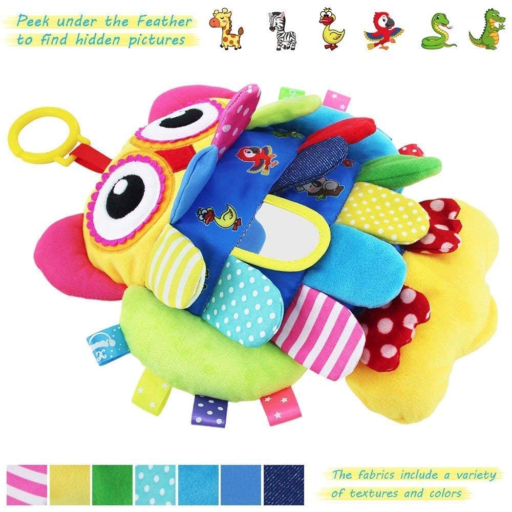 Tenmon Owl Plush Fabric Pattern Toy,Car Seat Toys Bright Colors Help Stimulate Visual Development,Suitable for Baby