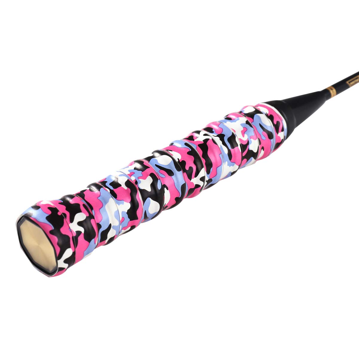 Tennis Badminton Racket Grip, Super Absorbent PU Anti Slip Racket Tennis Overgrips Soft Replacement Grip Tapes, 5 Pcs/ 8 Pcs (8 Pack, Camo Blue+Orange+Green+Pink)