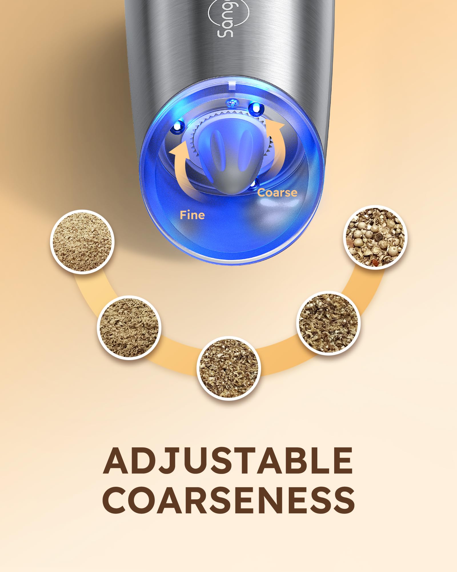 Sangcon Gravity Electric Salt and Pepper Grinder Set Shaker ππ©π π«ππππ Rechargeable 9oz XL Capacity - USB-C No Battery Needed One Hand Operation Adjustable Coarsenes Automatic Mill