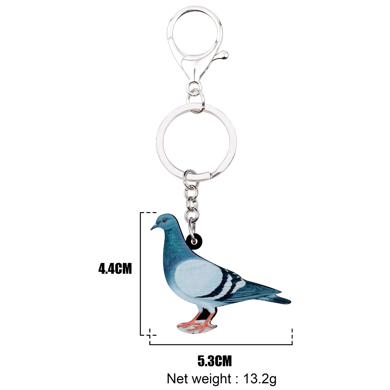 WEVENI Acrylic Cute Pigeon Keychain Charms Dove Keyring Bird Jewelry For Women Girls (Blue)