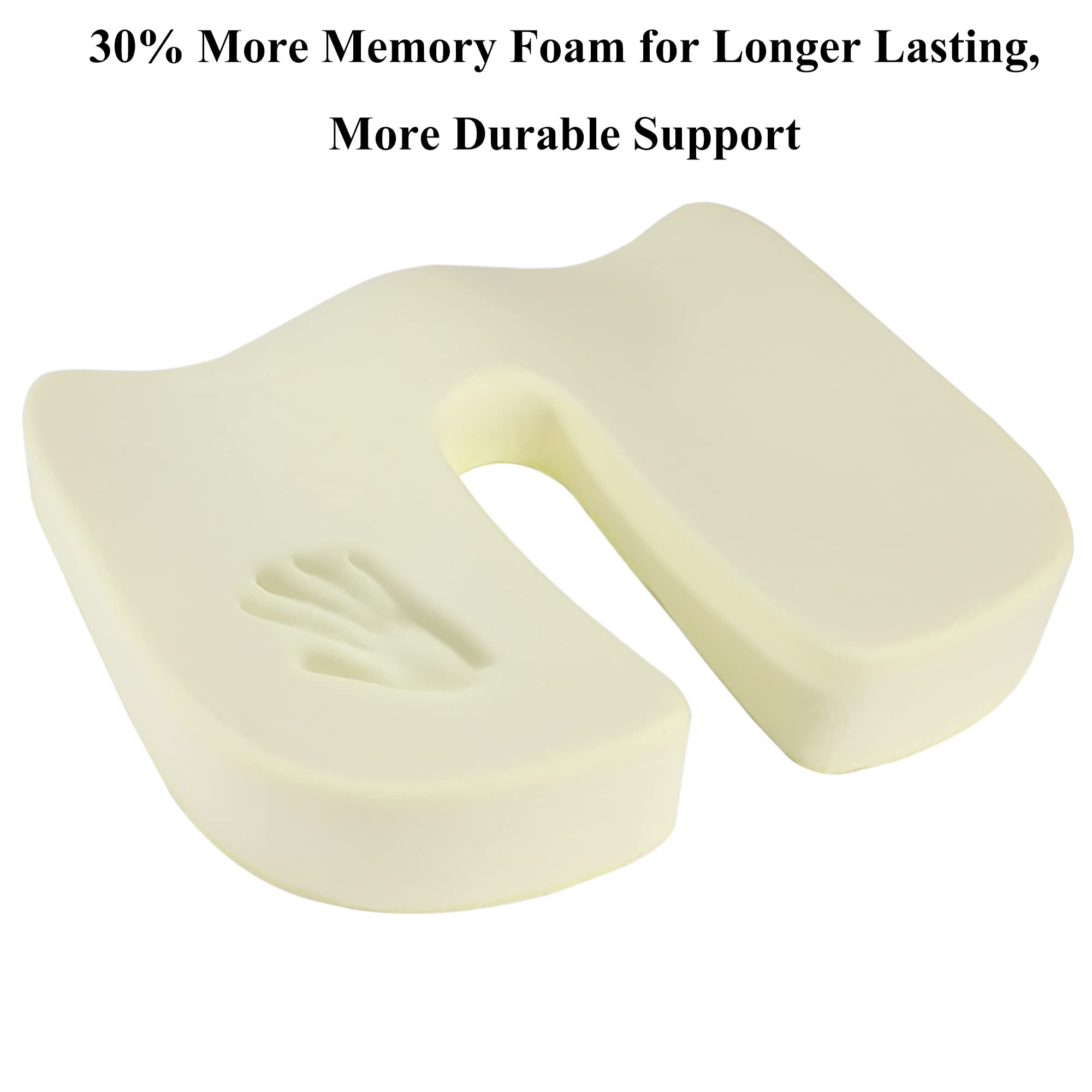 Upgraded Coccyx Cushion for Tailbone Pain-Longer 10 Inch U-Cutout,Memory Foam Seat Cushion for Tailbone Pain Relief,Suitable for Office Chair,Car Seat,Computer Desk Sciatica & Back Pain Relief Pad