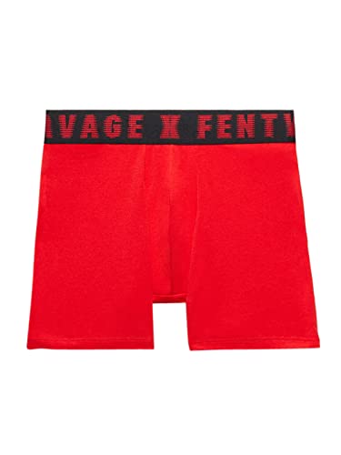 Savage X, Men's, Savage X Boxer Briefs, Front contour pouch, Cotton, Logo elastic waistband, Goji Berry Red, S