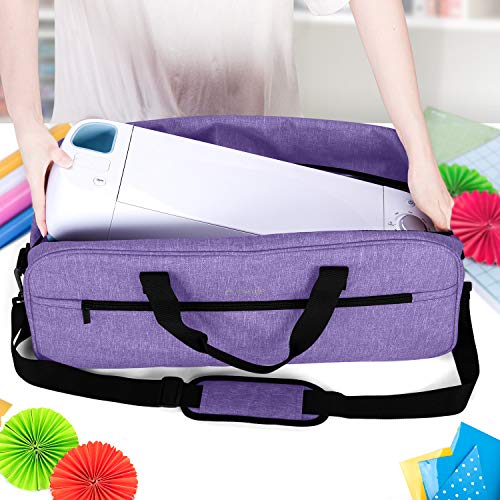 Yarwo Carrying Case Compatible for Cricut Maker, Cricut Explore Air (Air 2), Silhouette Cameo 3 and Cameo 4, Die-Cut Machine Travel Tote Bag with Pockets for Craft Tools and Supplies, Purple