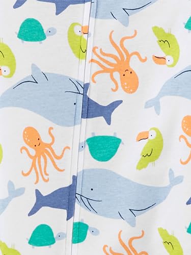 Simple Joys by Carter's Baby Boys' 3-Pack Snug Fit Footed Cotton Pajamas, Sea Life/Shark/Tie Dye, 3T