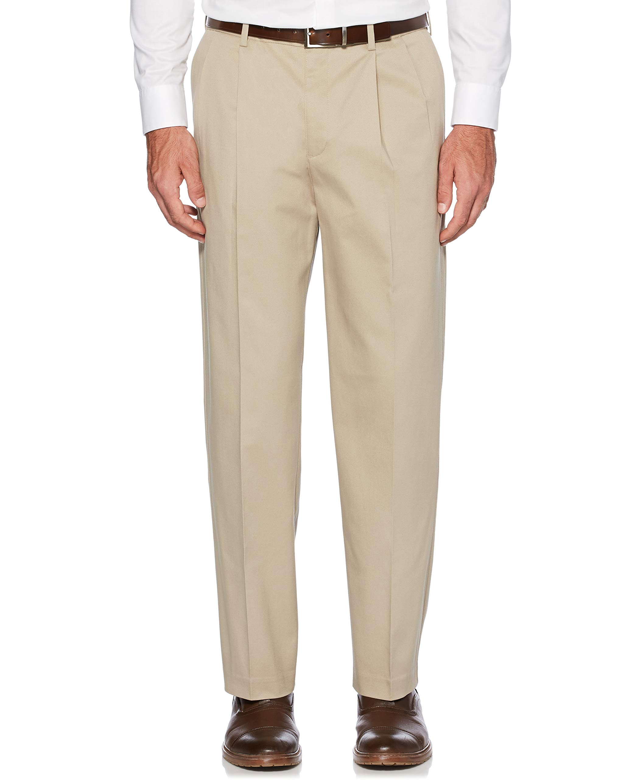 Savane Men's Stretch Ultimate Performance Pleated Chino Pants with Expandable Waistband (Waist Size 30 - 60 Big & Tall) , Ultimate Mid Khaki, 34W x 29L